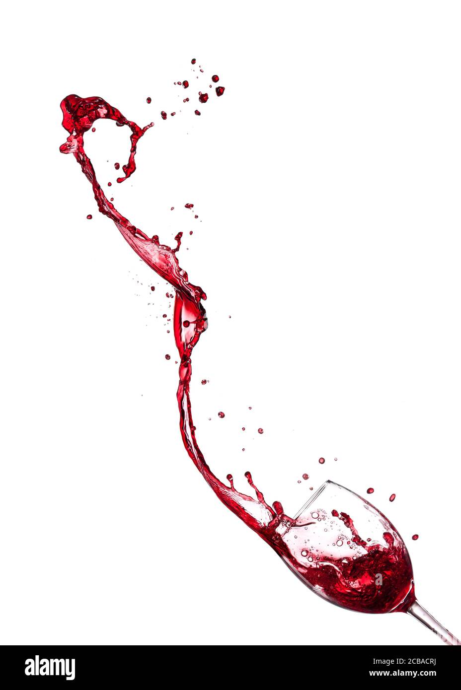 Red wine splashing from glass, isolated on white background. High ...