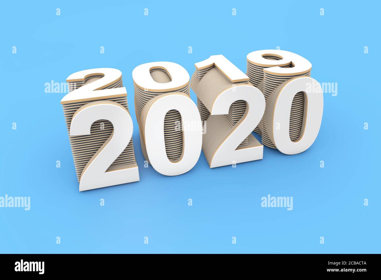Illustration of the numbers 2019 and 2020 on a blue background Stock ...