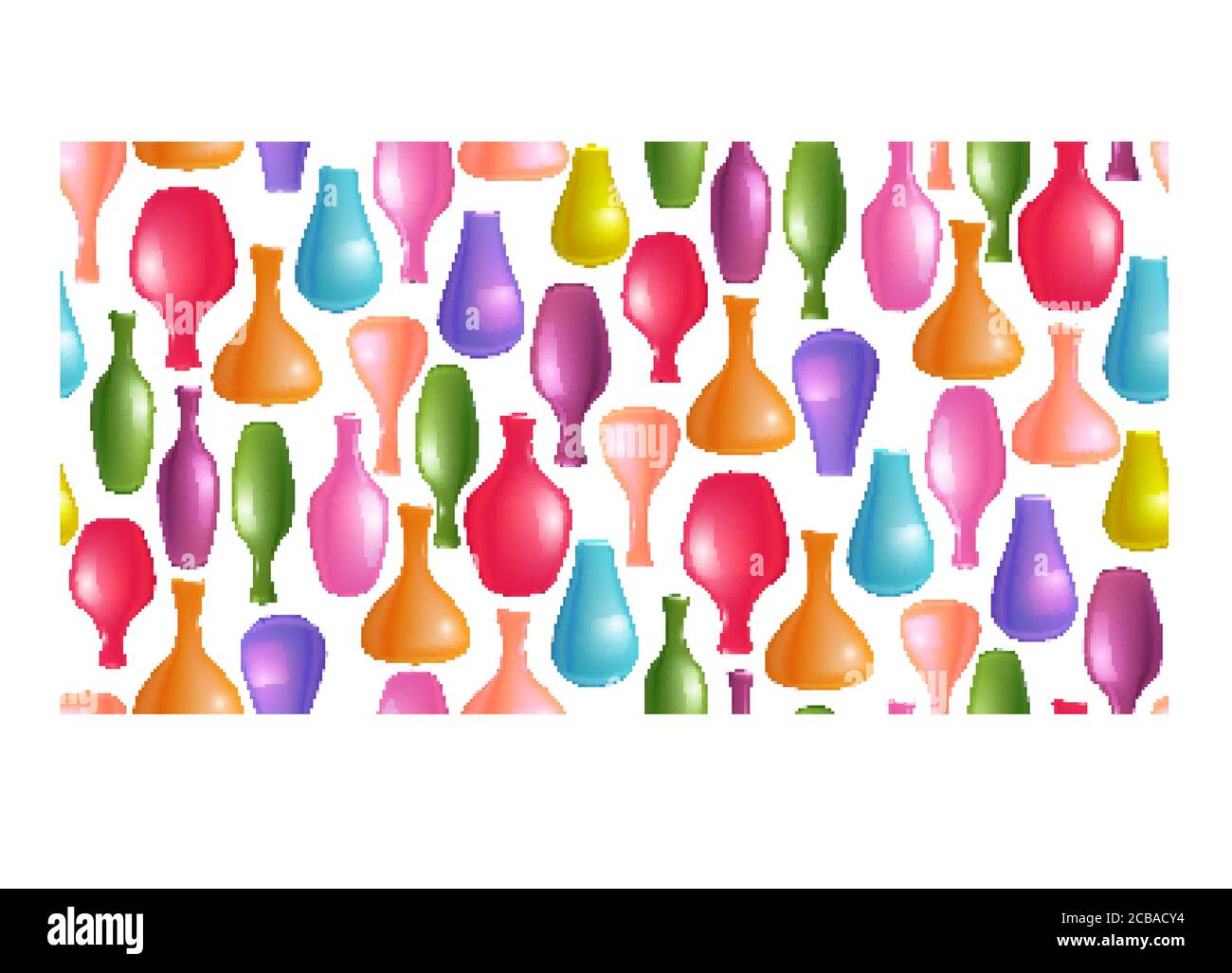 Seamless texture with realistic colorful vases for your creativity ...