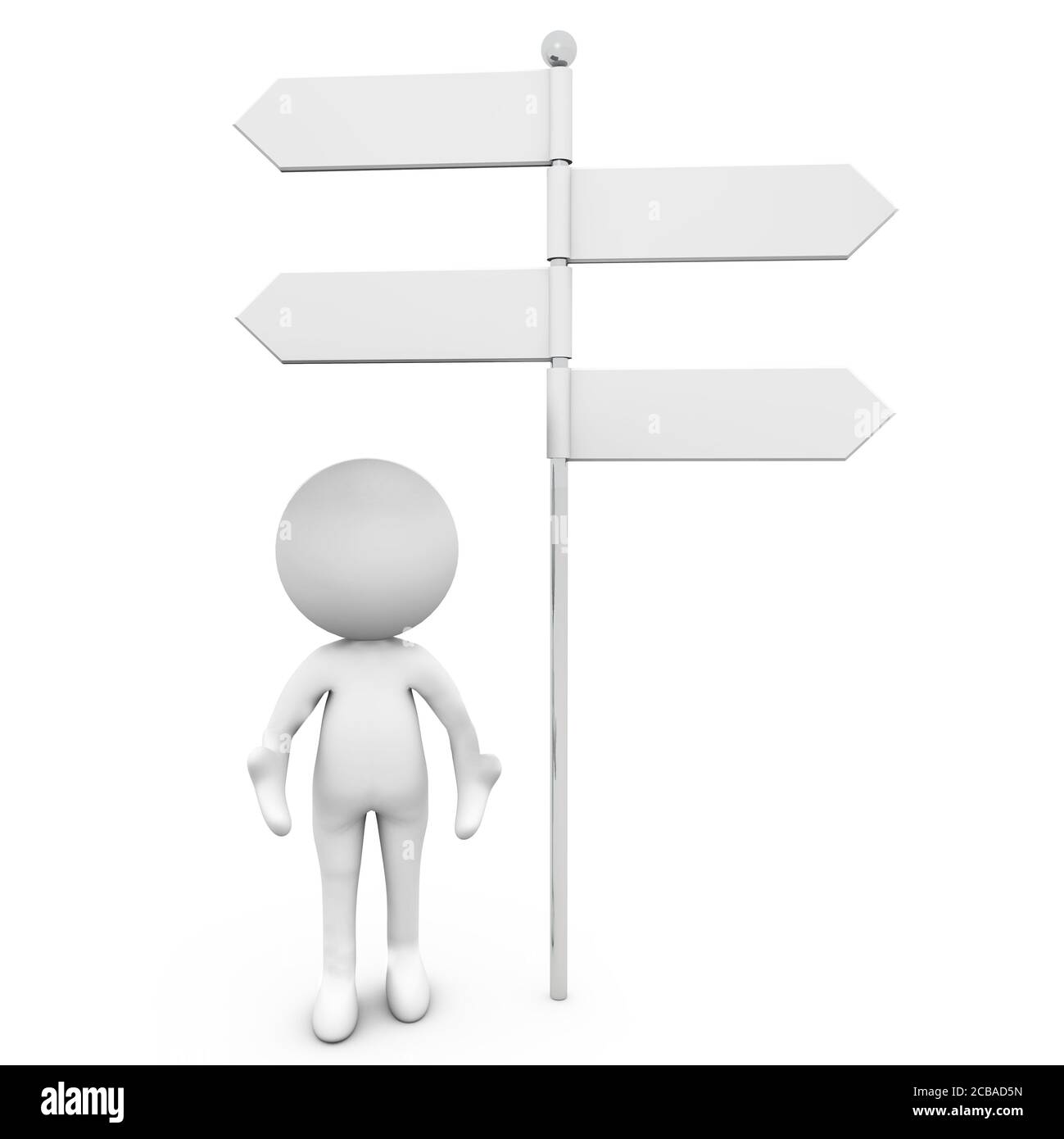 Illustration of a human figure standing under directional signs ...