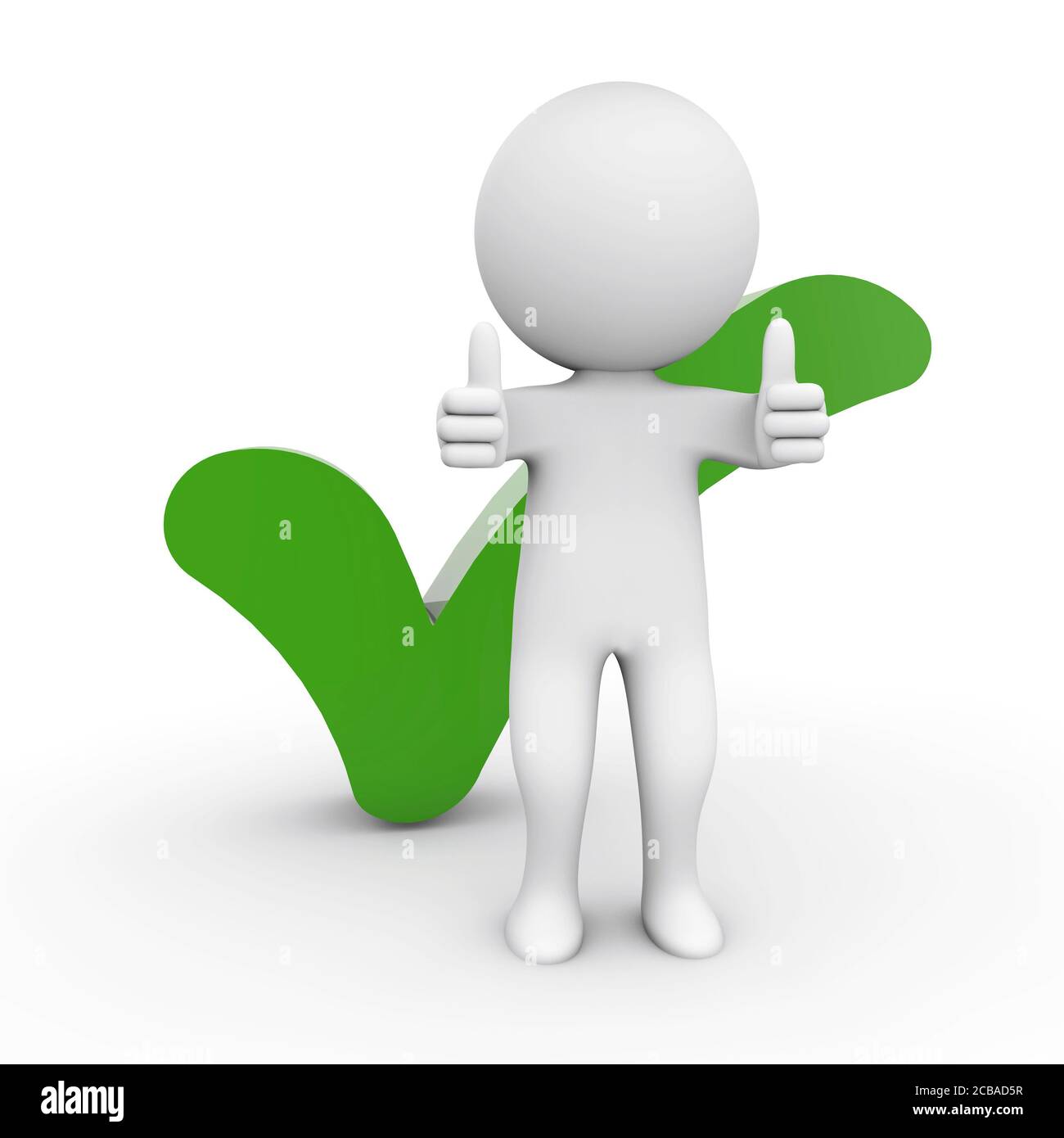3D rendering illustration of a human icon with a green checkmark in the ...
