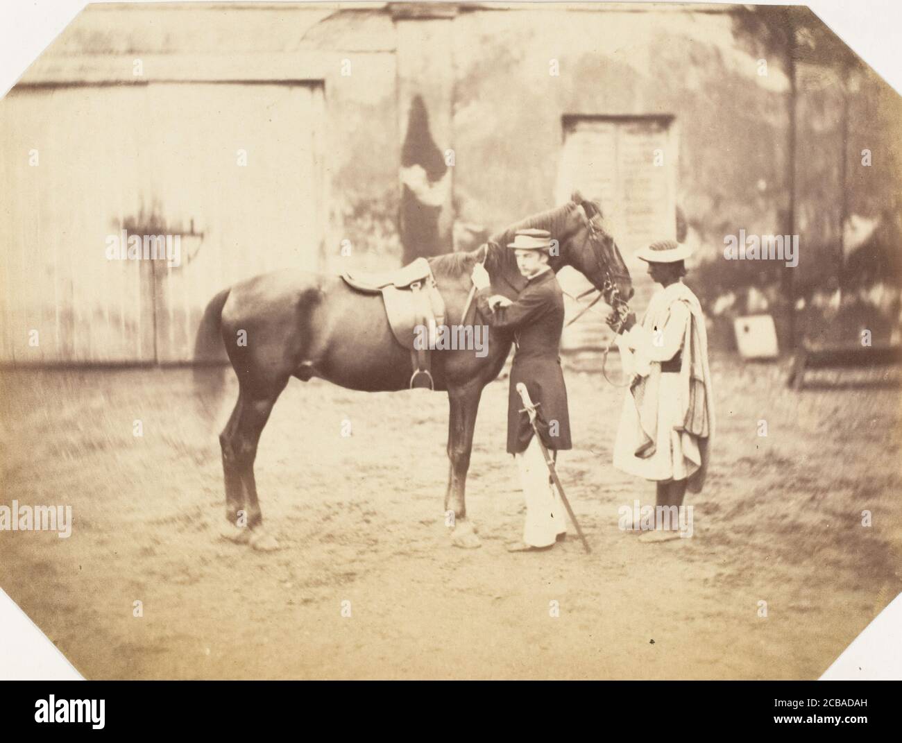 Captain Stuart and the horse 'Tortoiseshell', 1858-61 Stock Photo - Alamy