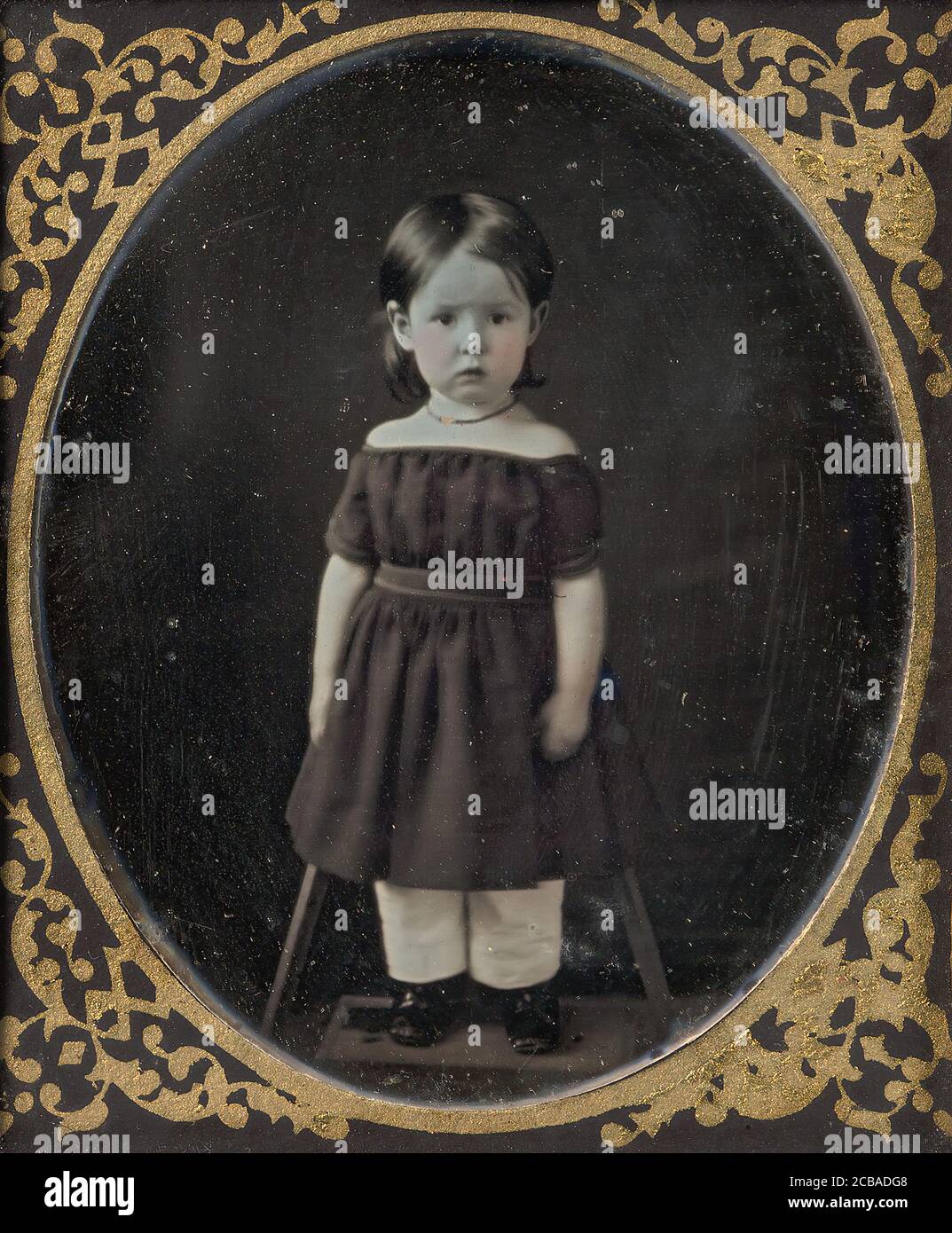 [Young Girl Standing on Short Platform], 1840s-50s Stock Photo - Alamy