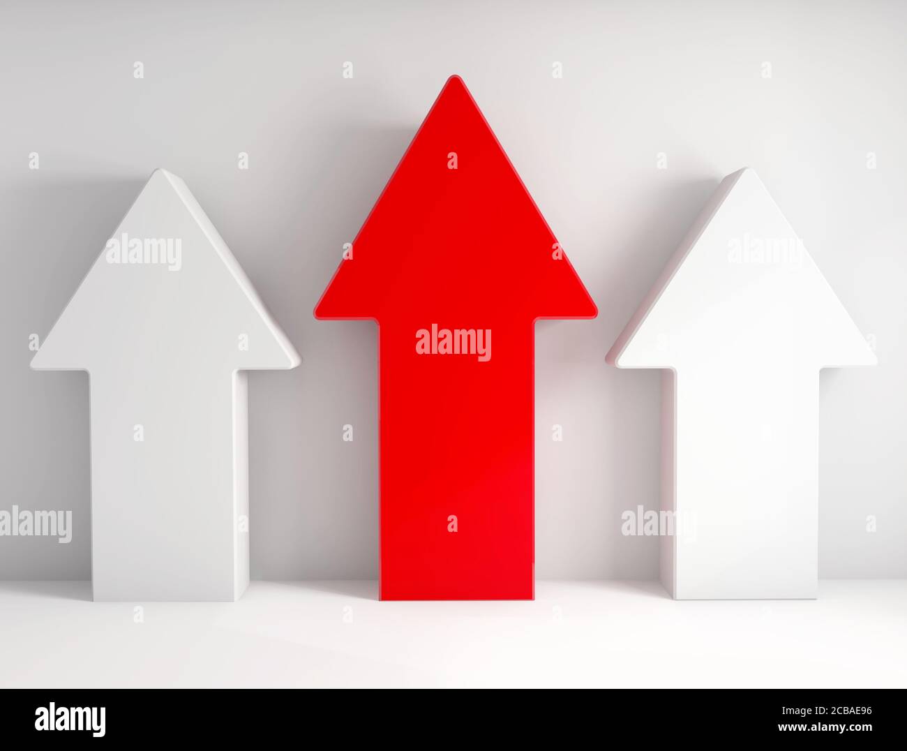 Illustration of a red arrow next to shorter white arrows pointing ...