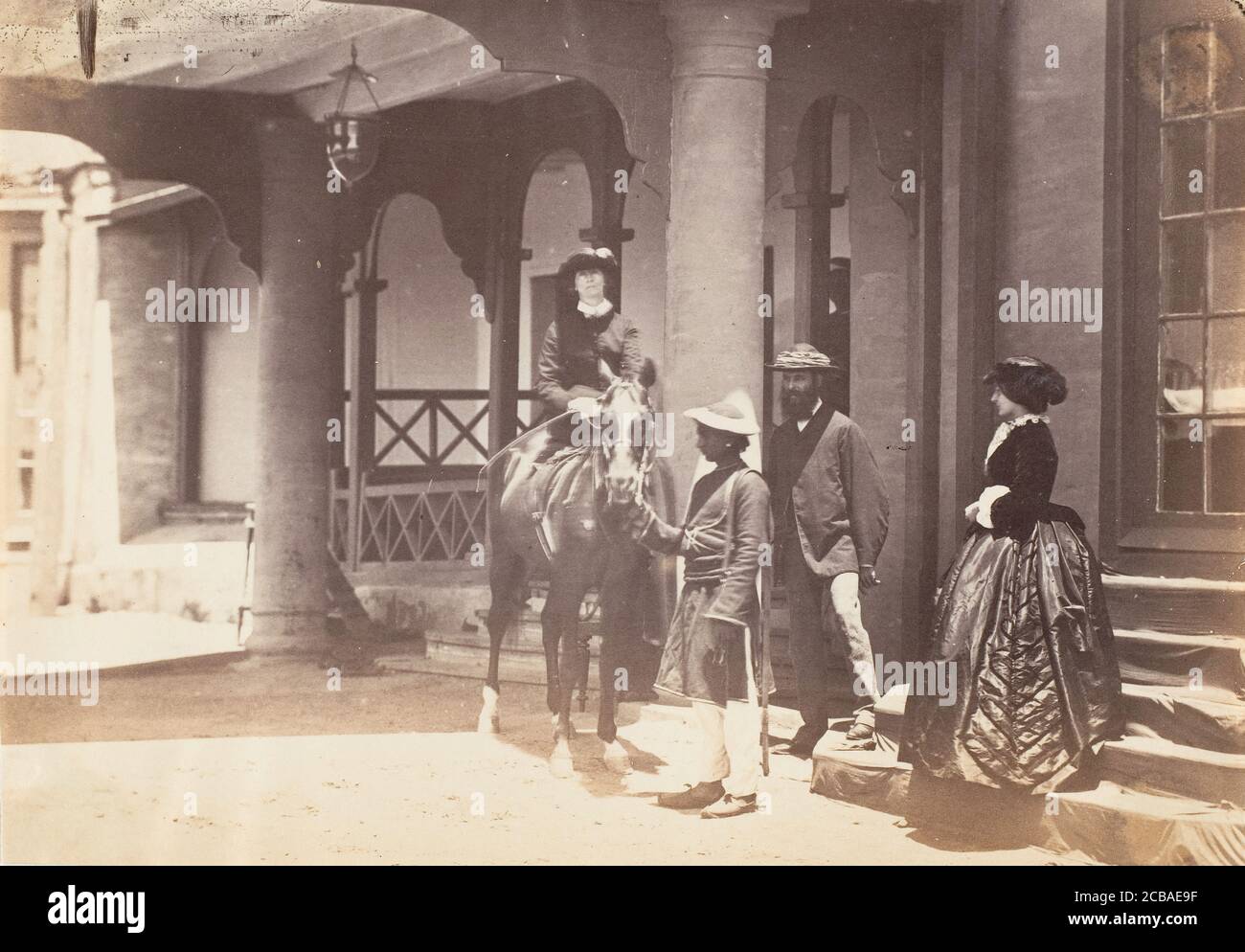 [Group Portrait: (L to R)Lady Canning, Major Jones and Lady Campbell ...