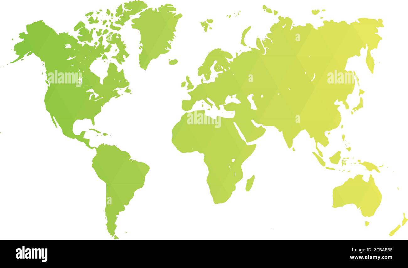 Map of World. Green low poly gradient of rhombus shapes. Modern vector ...