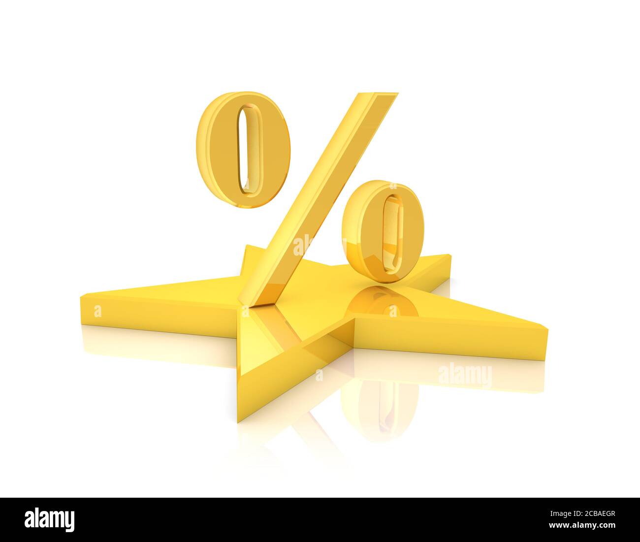3d rendering illustration of a yellow percentage symbol on a star Stock ...