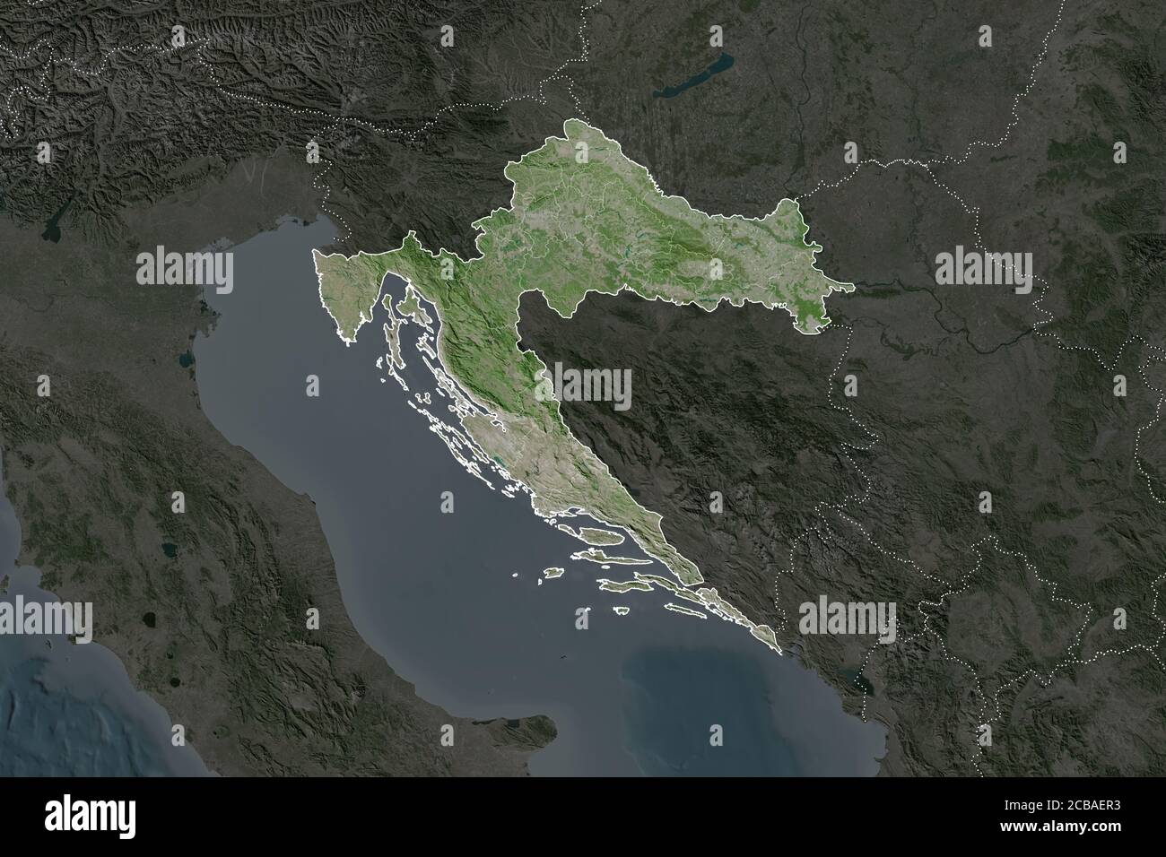 Croatia map satellite geography hi-res stock photography and images - Alamy