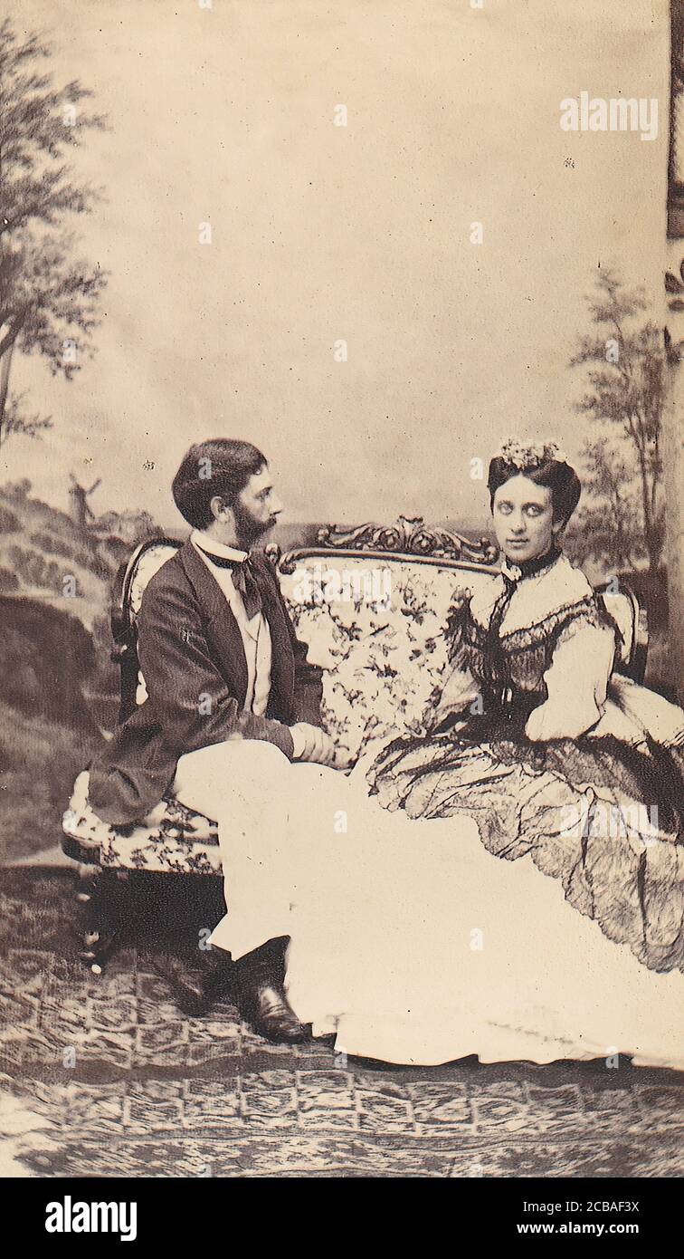Couple on a Settee, 1860s Stock Photo - Alamy