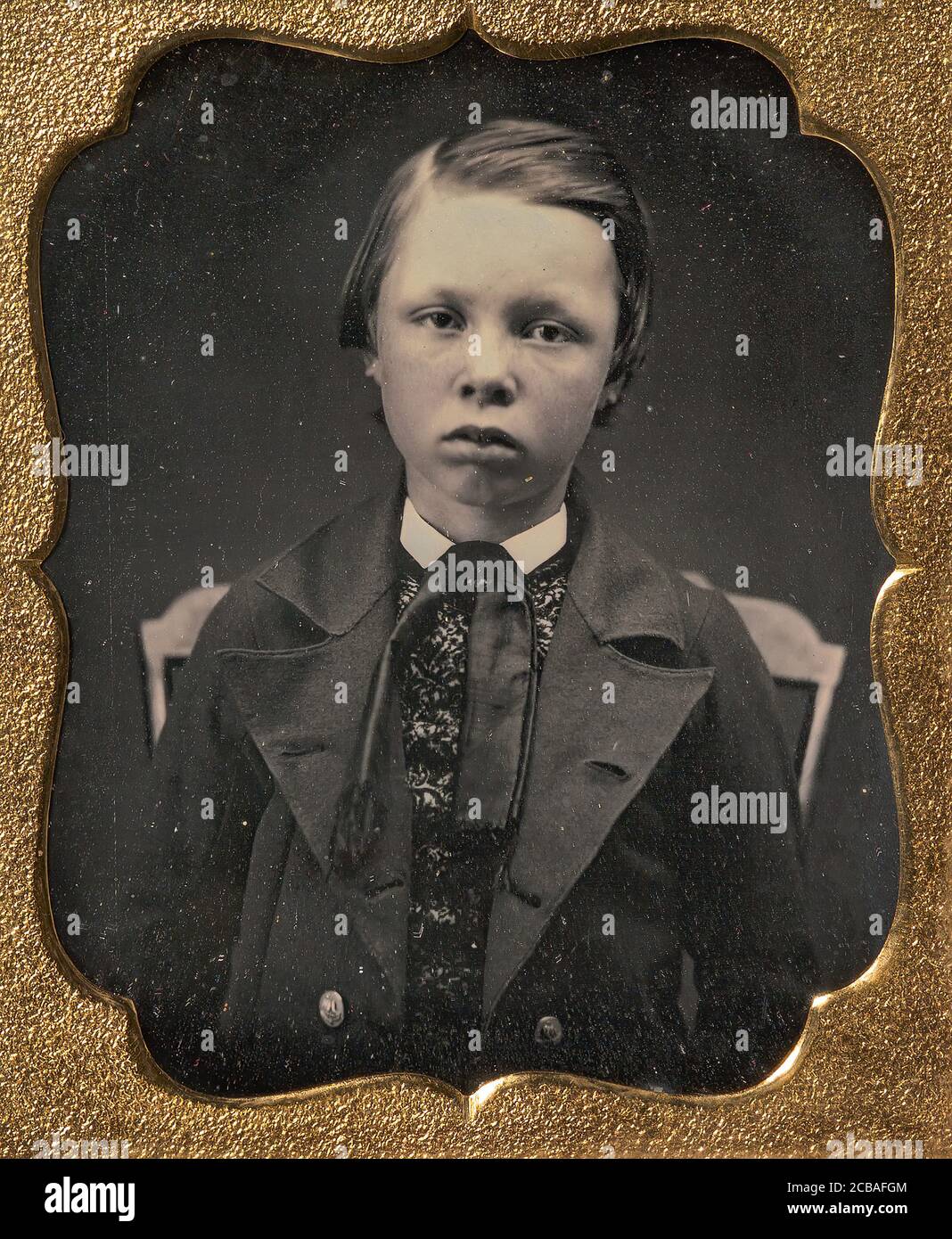 Boy in Wide Lapelled Coat, Seated in Chair, 1850s Stock Photo - Alamy