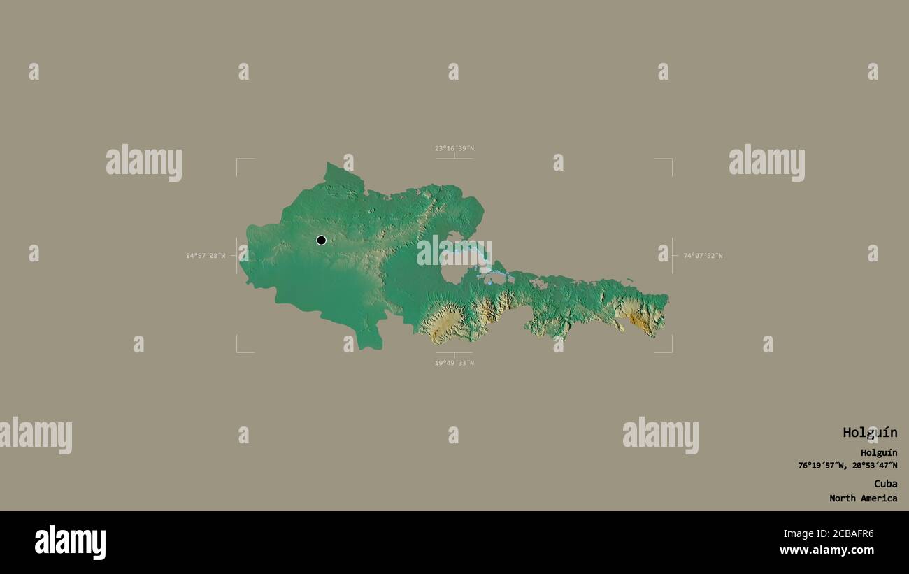 Area of Holguín, province of Cuba, isolated on a solid background in a ...