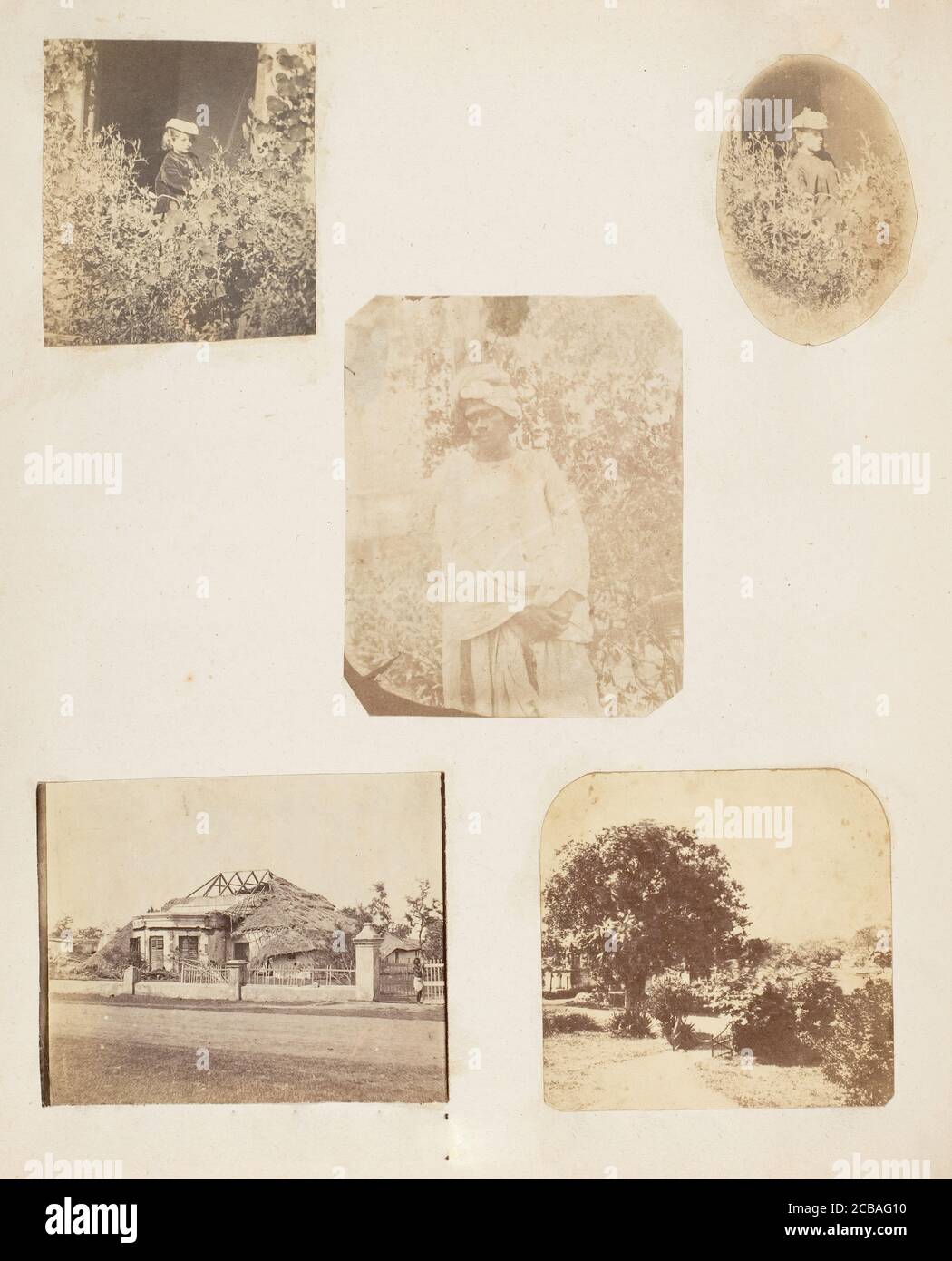 Young Girl in the Garden, 1850s. [A Bungalow after Cyclone] Stock Photo ...