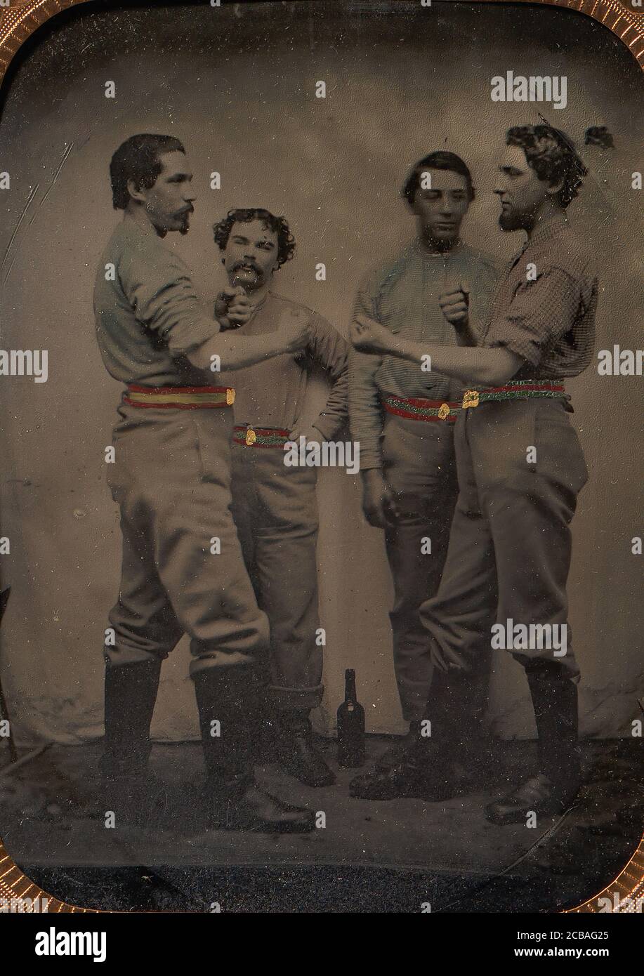Four Pugilists with a Bottle at Their Feet, 1870-80s Stock Photo - Alamy