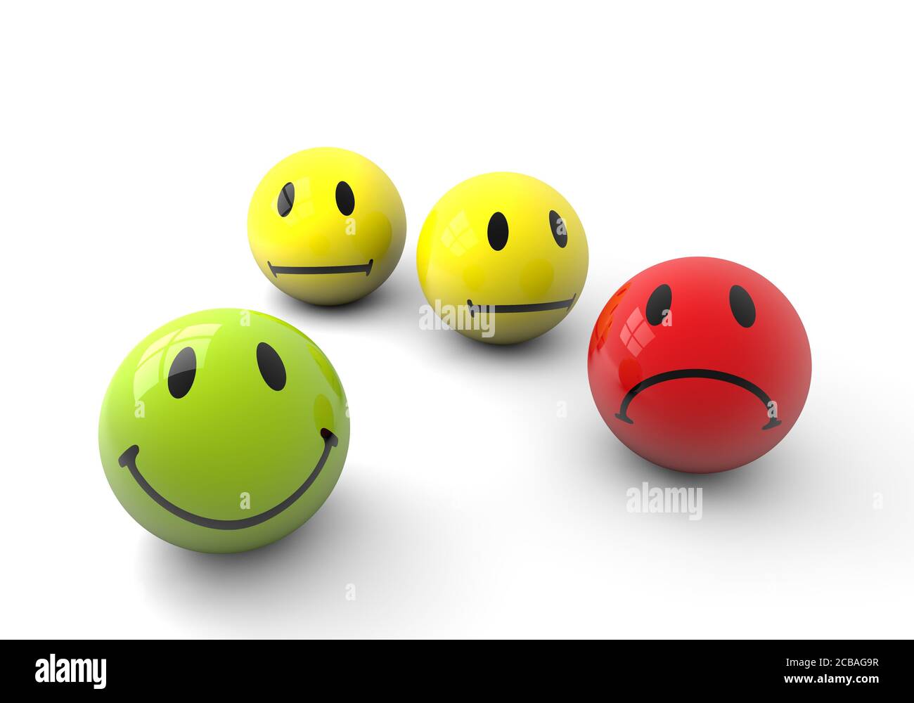 3D rendering illustration of colorful balls with different emotions on ...