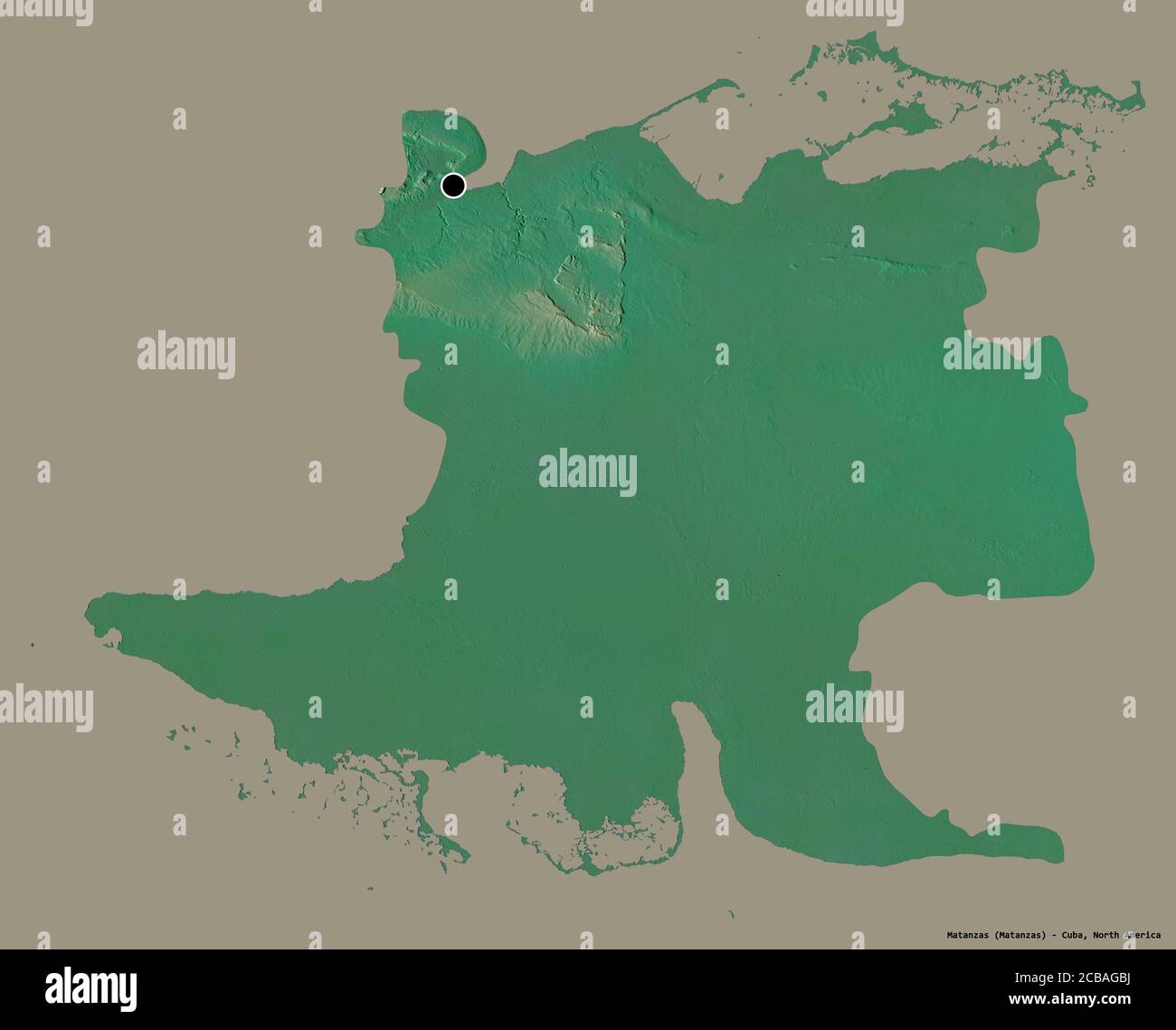Shape of Matanzas, province of Cuba, with its capital isolated on a ...