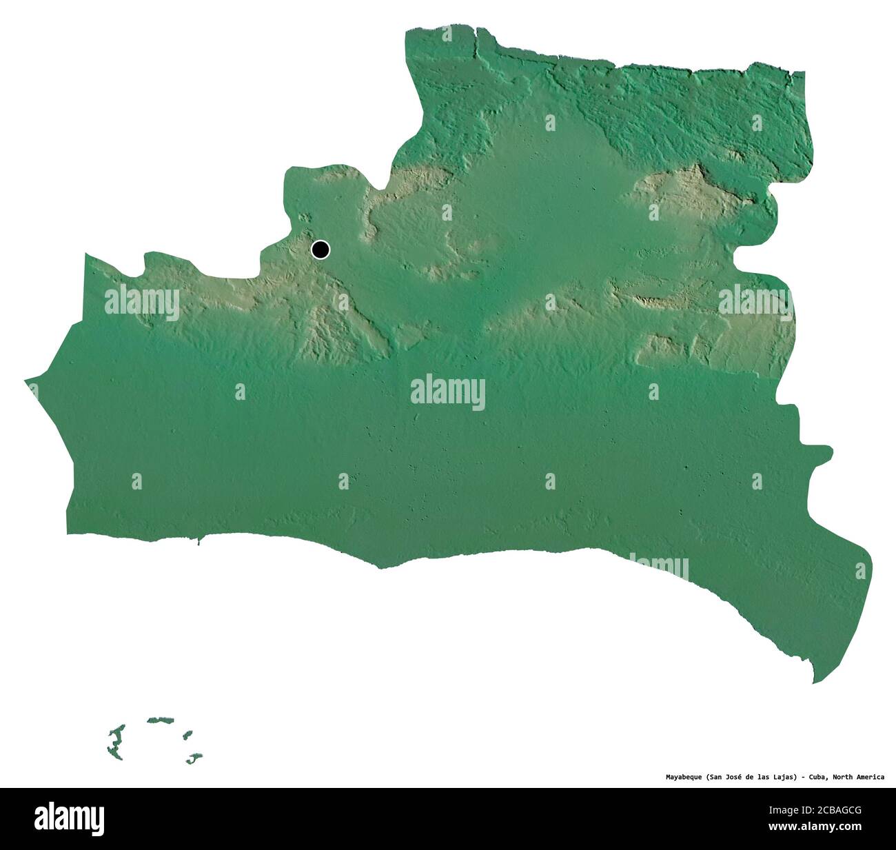 Shape of Mayabeque, province of Cuba, with its capital isolated on ...