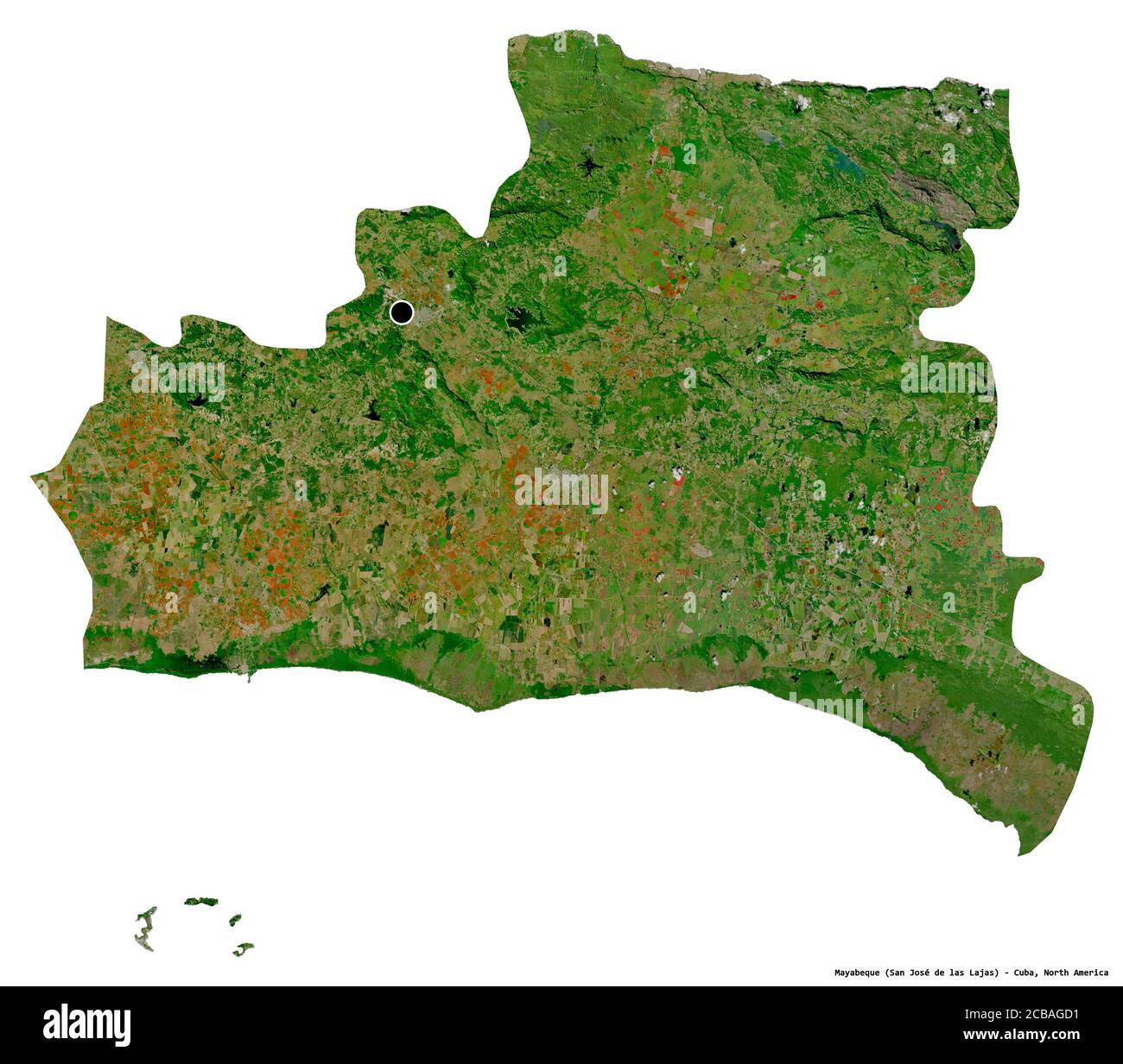 Shape of Mayabeque, province of Cuba, with its capital isolated on ...