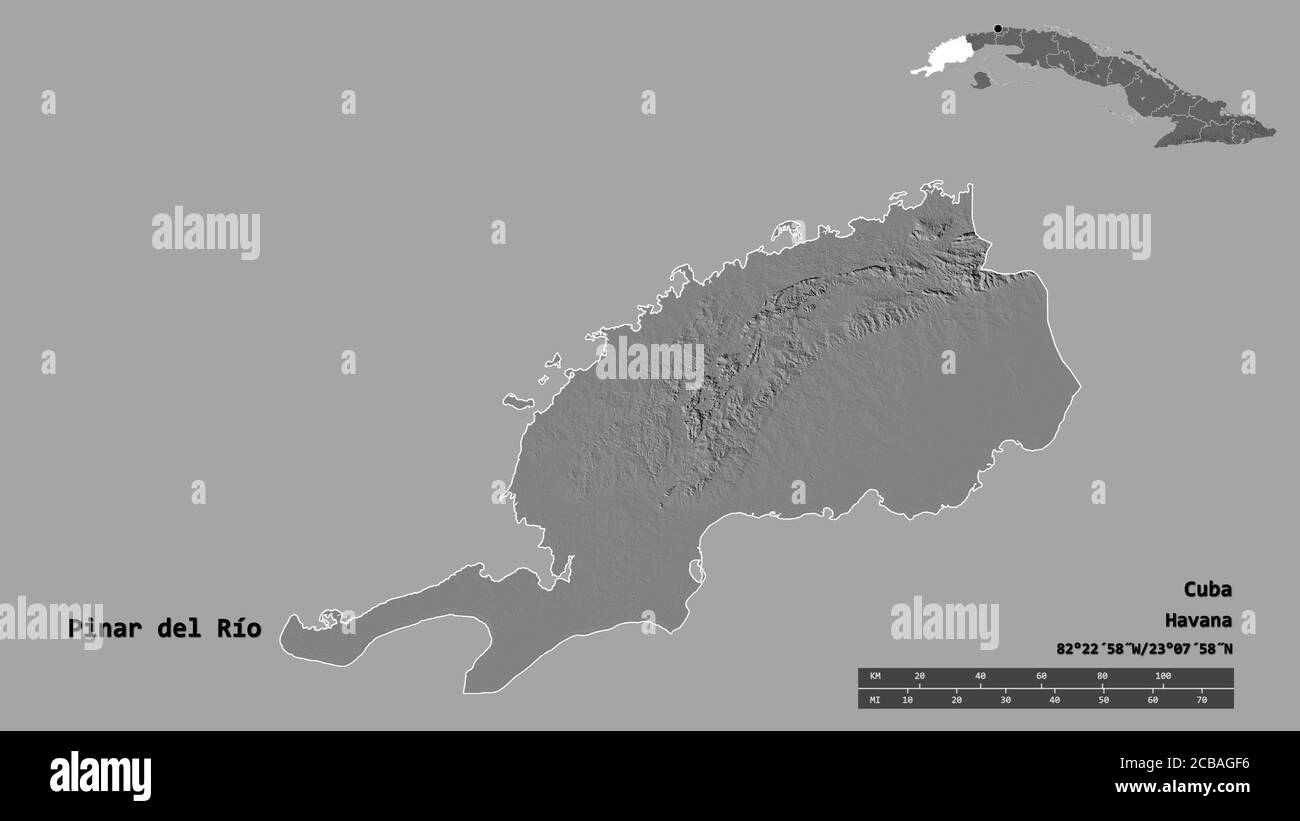 Shape of Pinar del Río, province of Cuba, with its capital isolated on ...