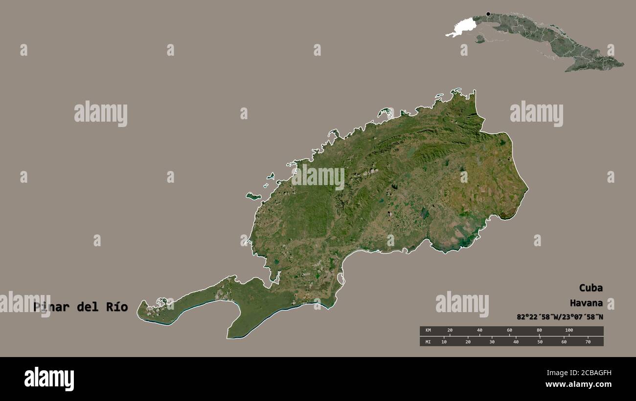 Shape of Pinar del Río, province of Cuba, with its capital isolated on ...
