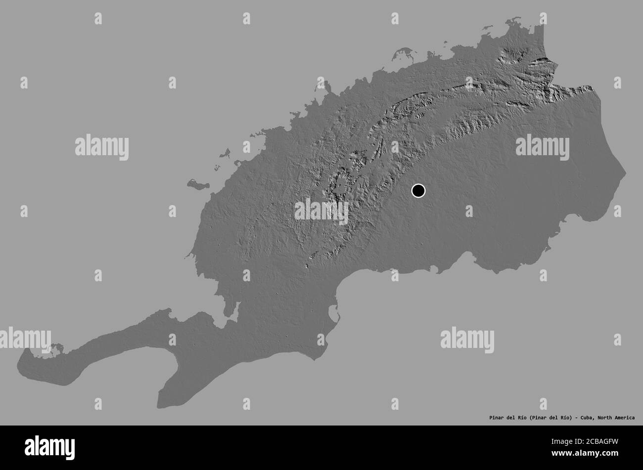 Shape of Pinar del Río, province of Cuba, with its capital isolated on ...