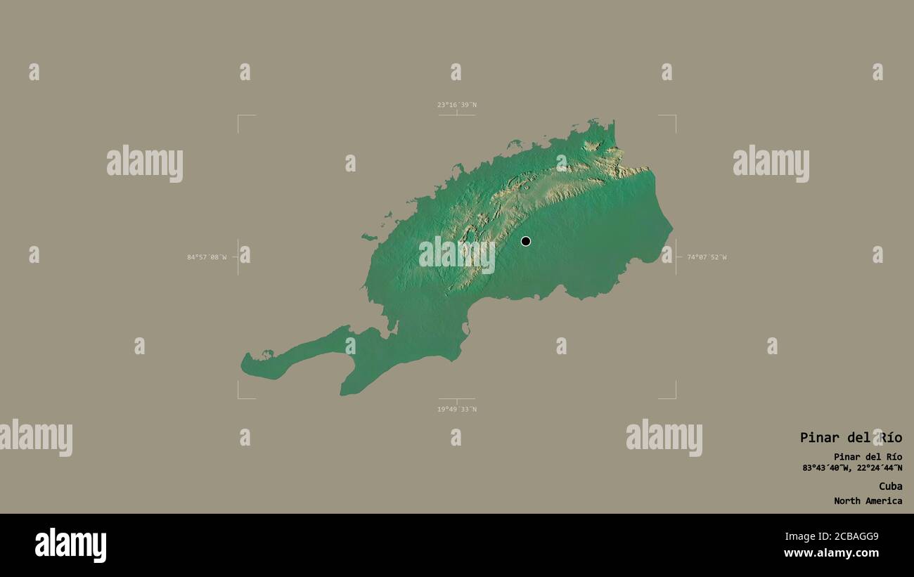Area of Pinar del Río, province of Cuba, isolated on a solid background ...