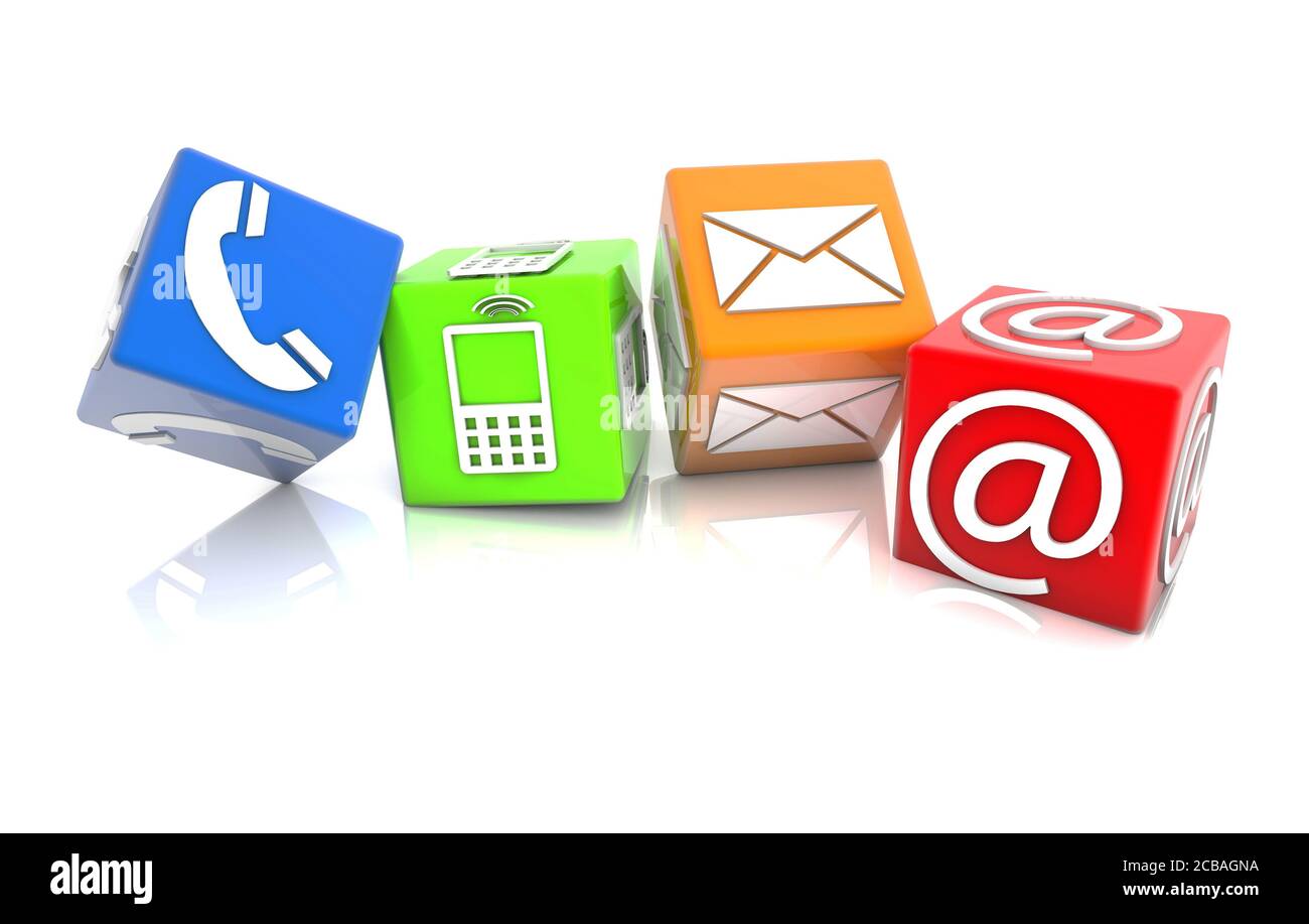 3d render of colorful cubes with cellphone icons on a white background ...