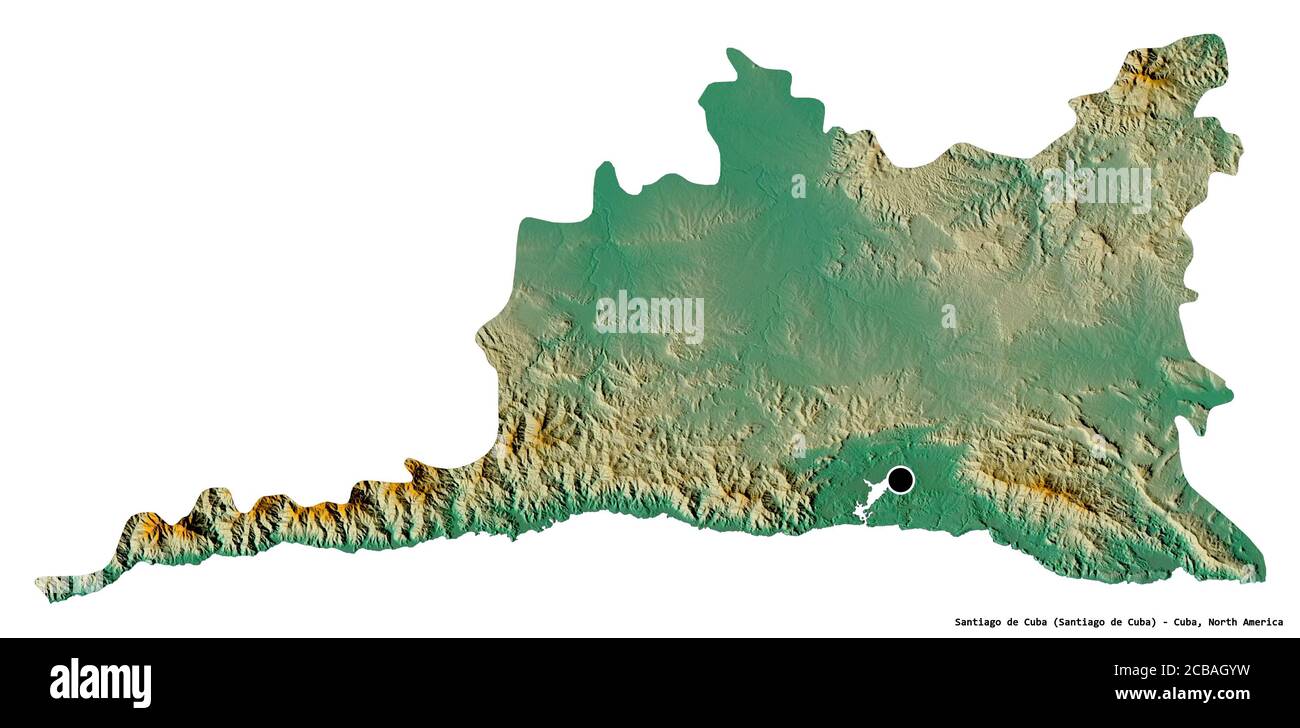 Shape of Santiago de Cuba, province of Cuba, with its capital isolated ...