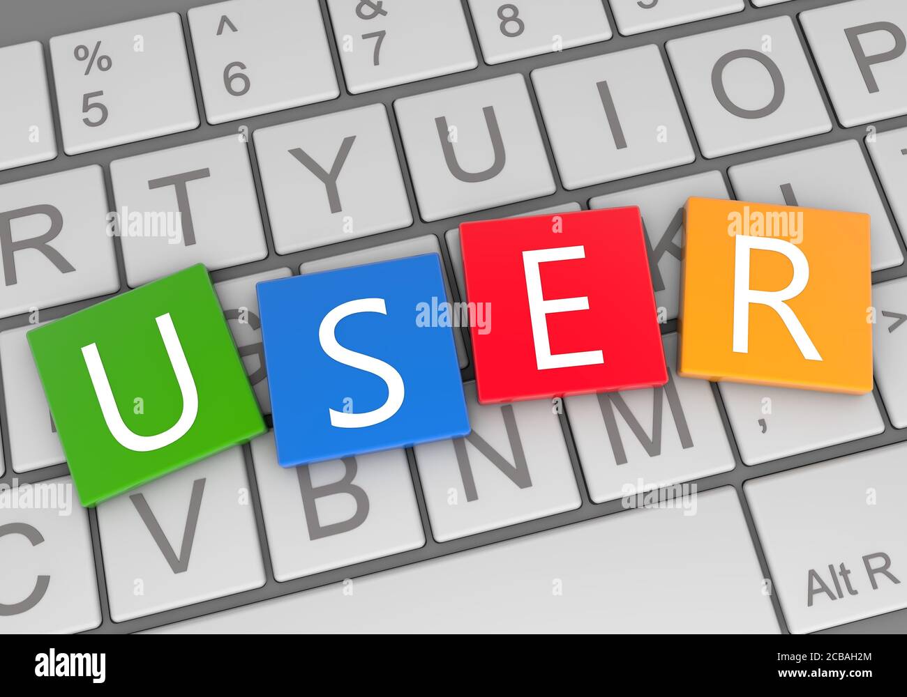 Illustration of keyboard with colorful squares saying "User Stock Photo ...