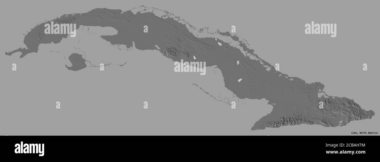 Shape of Cuba with its capital isolated on a solid color background ...