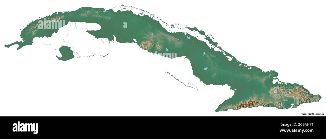 Shape of Cuba with its capital isolated on white background ...