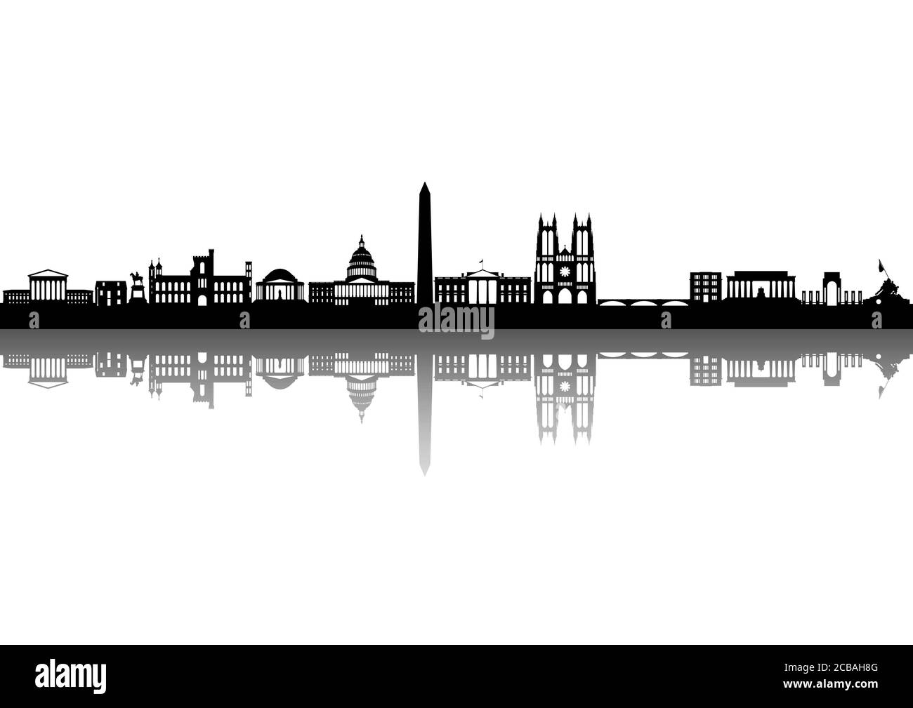 Illustration of the skyline of Washington in the USA on a white ...