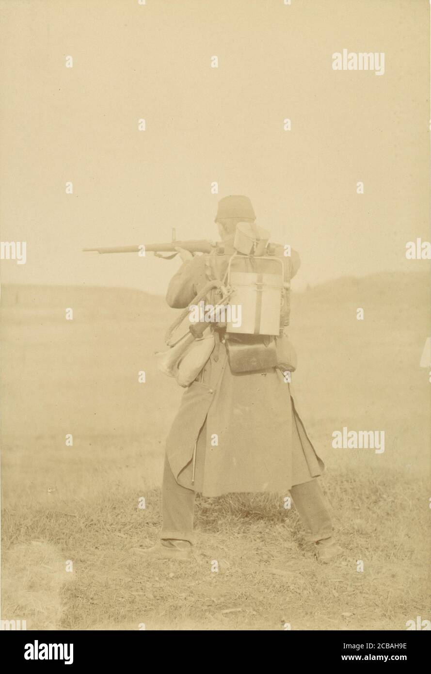 [Standing Soldier Aiming Rifle], 1880s-90s Stock Photo - Alamy