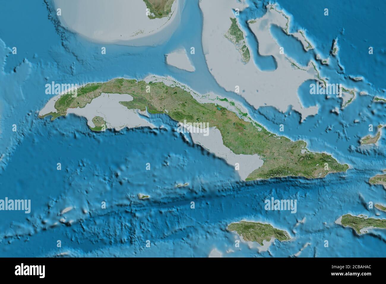 Extended area of Cuba. Satellite imagery. 3D rendering Stock Photo - Alamy