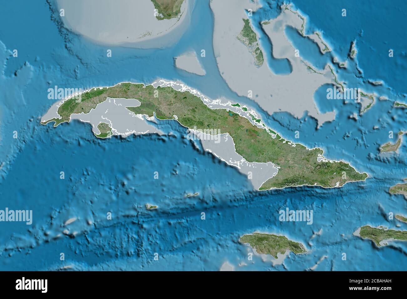 Extended area of Cuba with country outline, international and regional ...