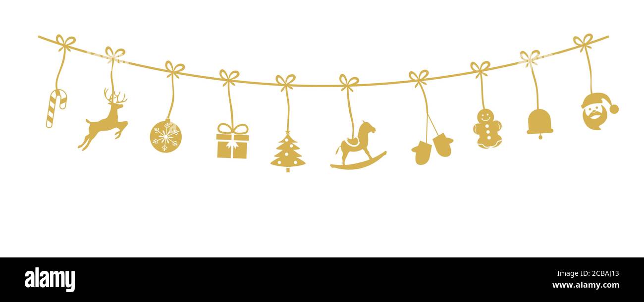 Illustration of Christmas ornaments hanging from a string Stock Photo ...