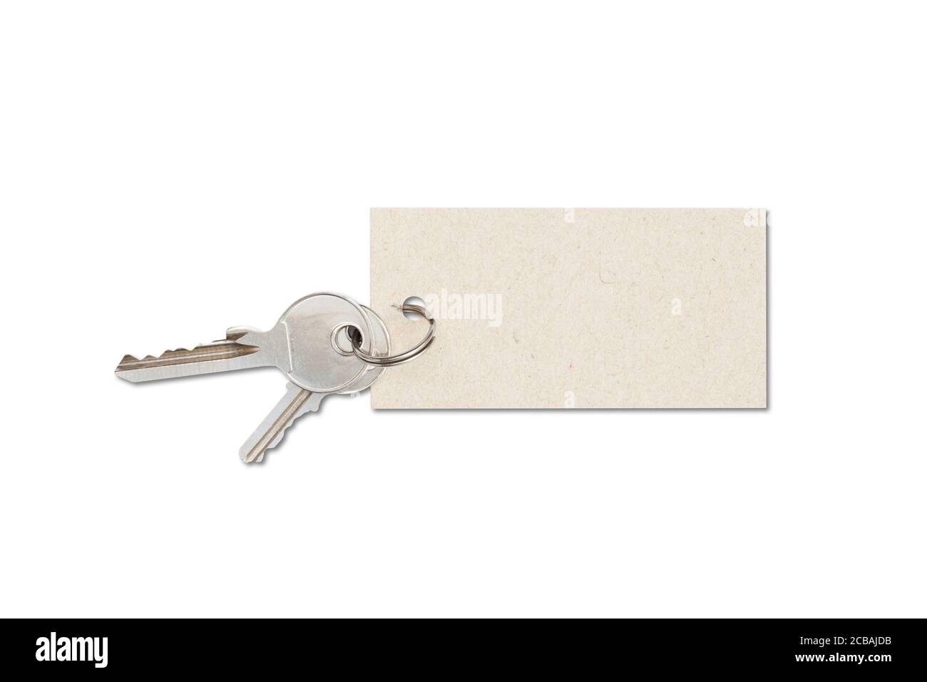 Close up shot of keys and an empty tag on a white background Stock ...