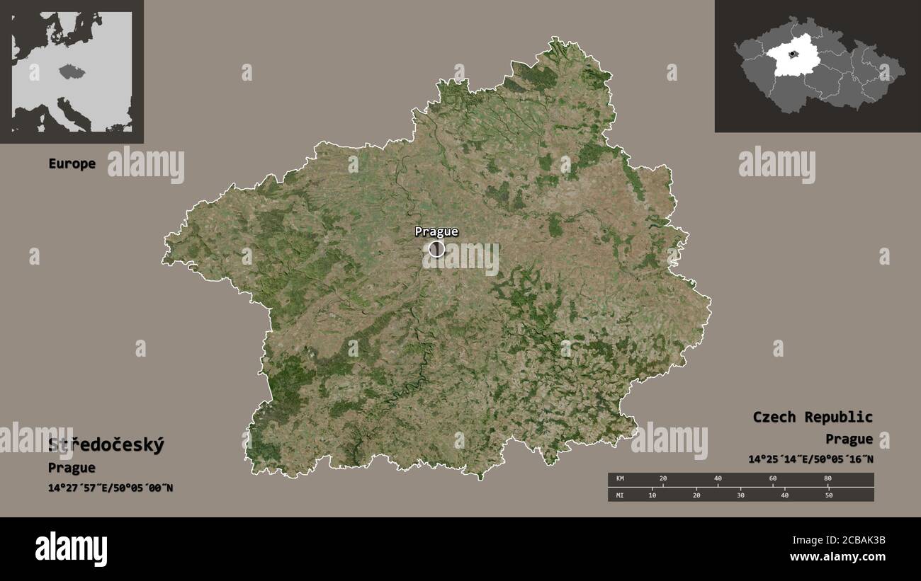 Shape of Středočeský, region of Czech Republic, and its capital ...