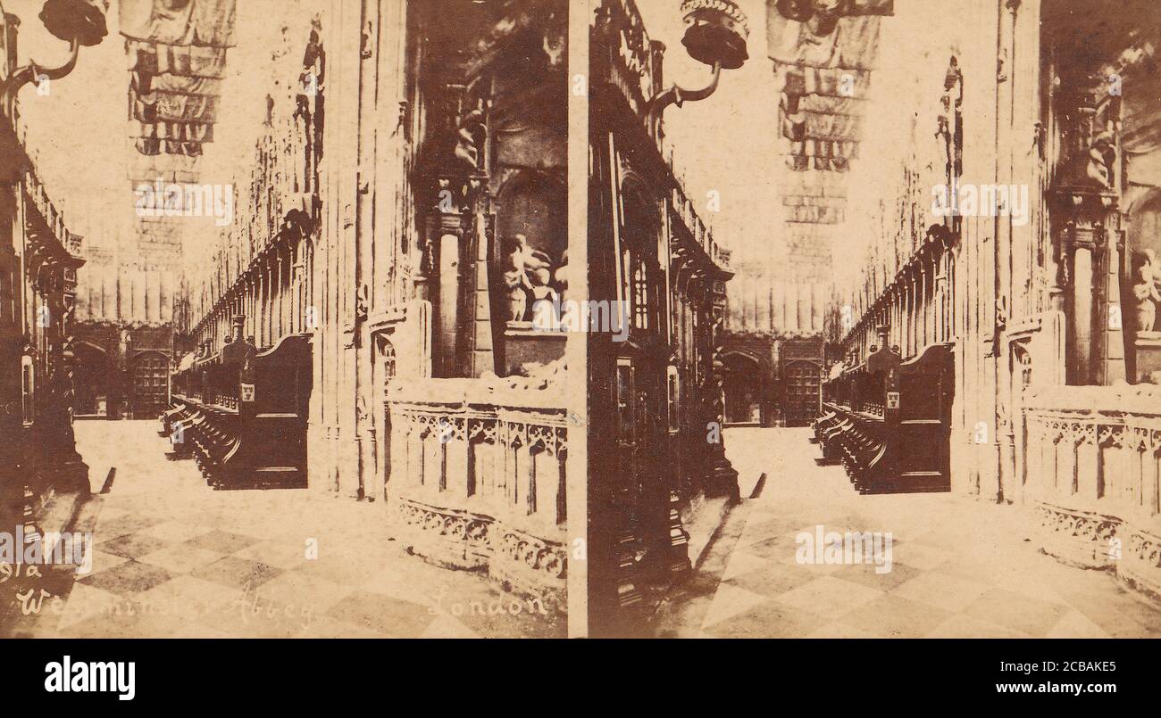 Group of 5 Stereograph Views of Westminster Abbey, London, England, 1850s-1910s. [Westminster ...