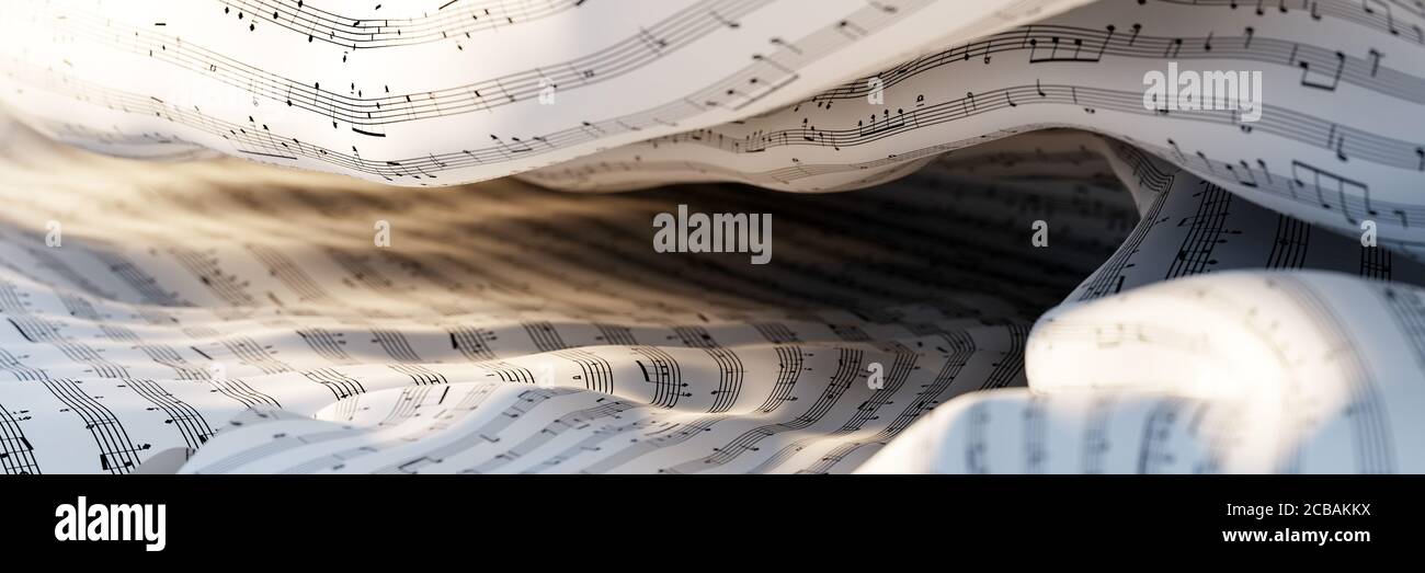Abstract musical notes background; art concepts, original 3d rendering ...