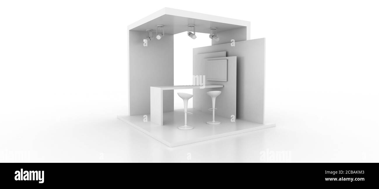Empty exhibition booth, copy space illustration, original design 3d ...