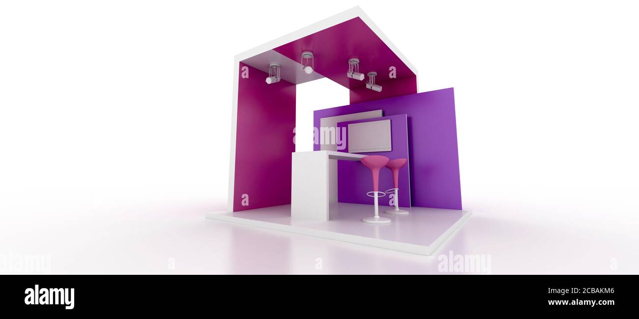 Empty exhibition booth, copy space illustration, original design 3d ...