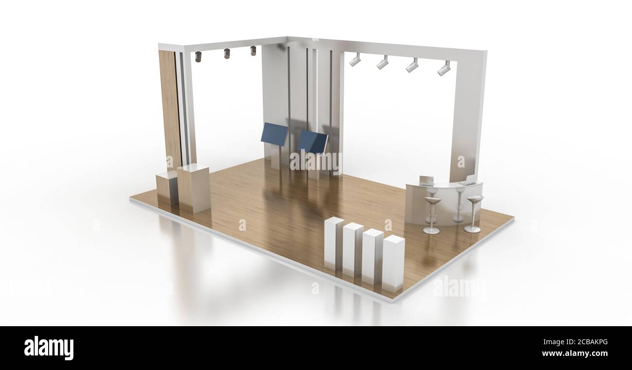 Empty exhibition booth, copy space illustration, original design 3d ...