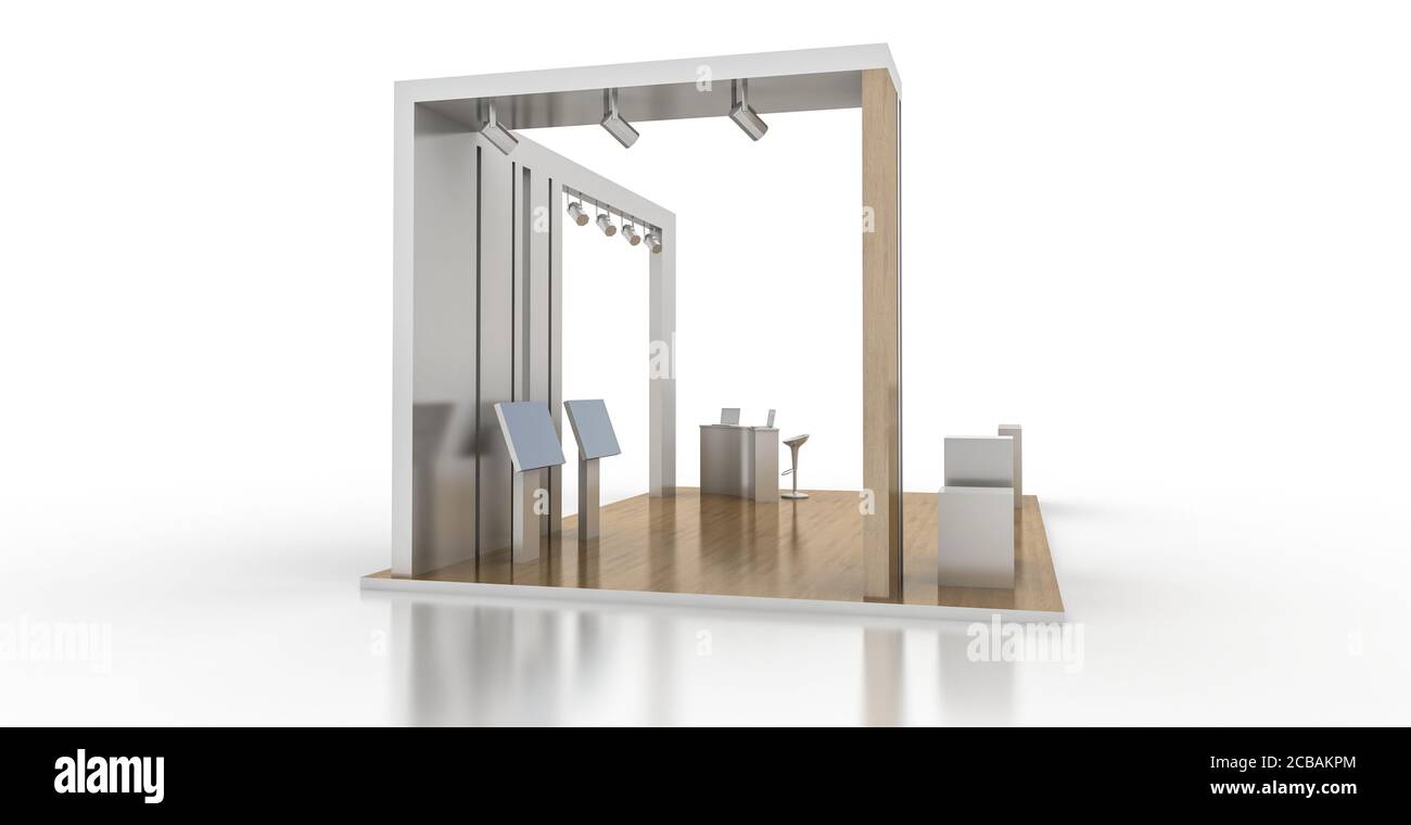 Empty exhibition booth, copy space illustration, original design 3d ...