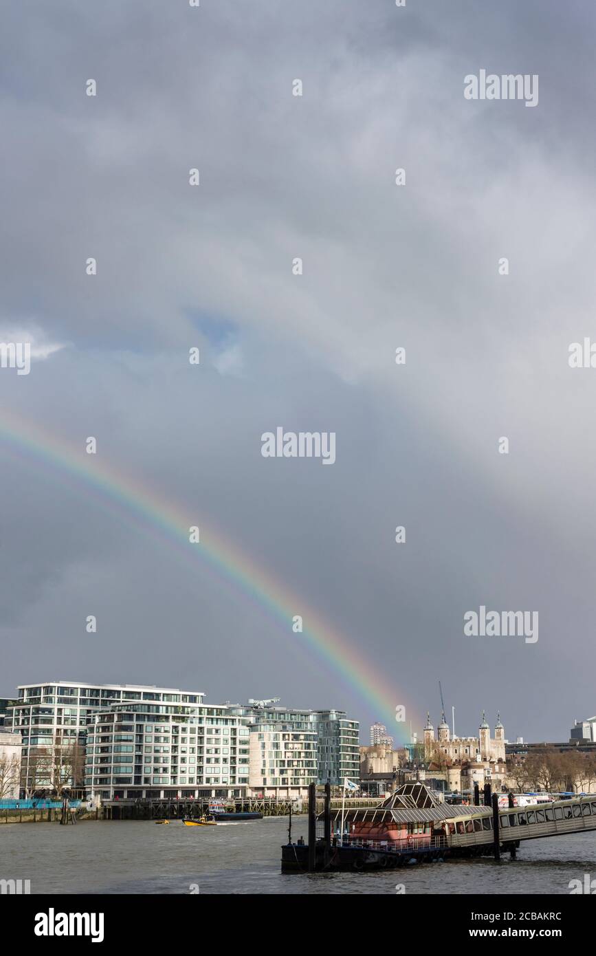 Rainbow over London skyline, UK Stock Photo - Alamy