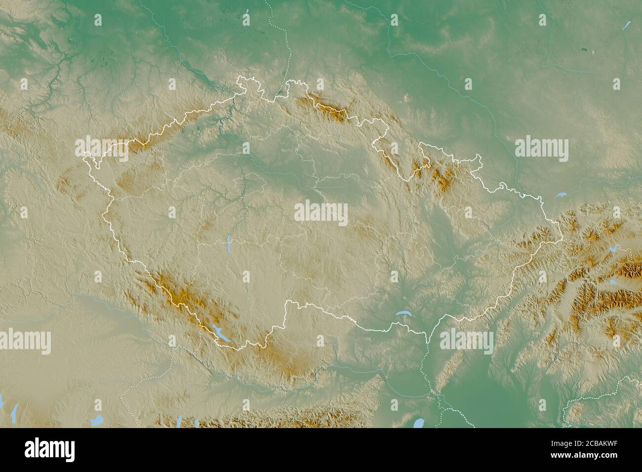 Extended area of Czech Republic with country outline, international and ...