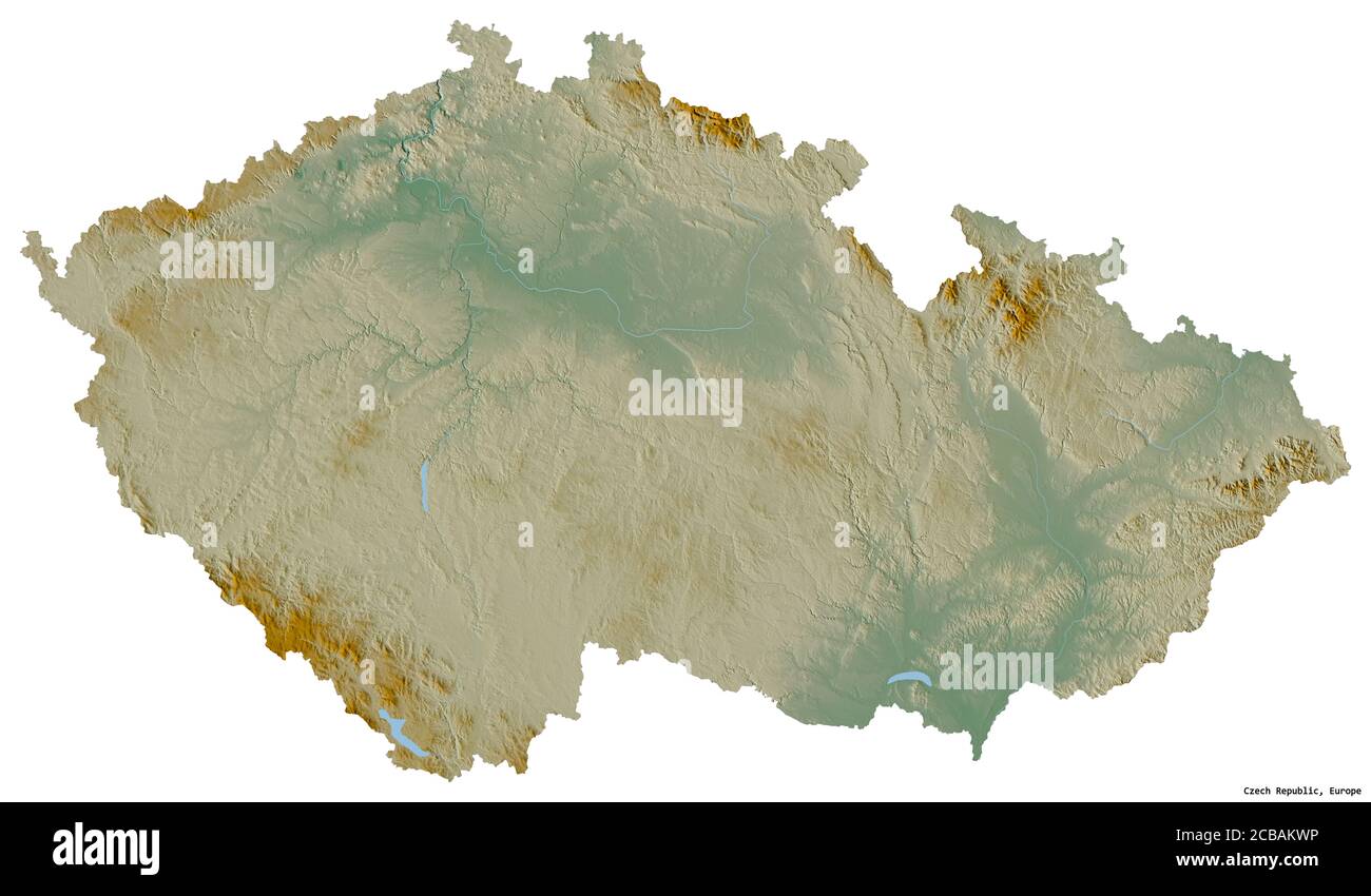 Shape of Czech Republic with its capital isolated on white background ...