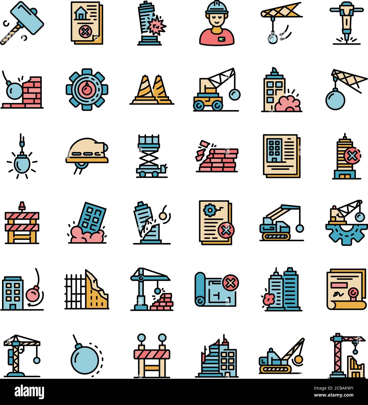 Demolition work icons set vector flat Stock Vector Image & Art - Alamy