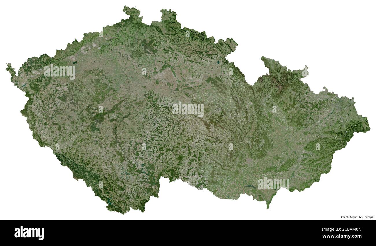 Shape of Czech Republic with its capital isolated on white background ...