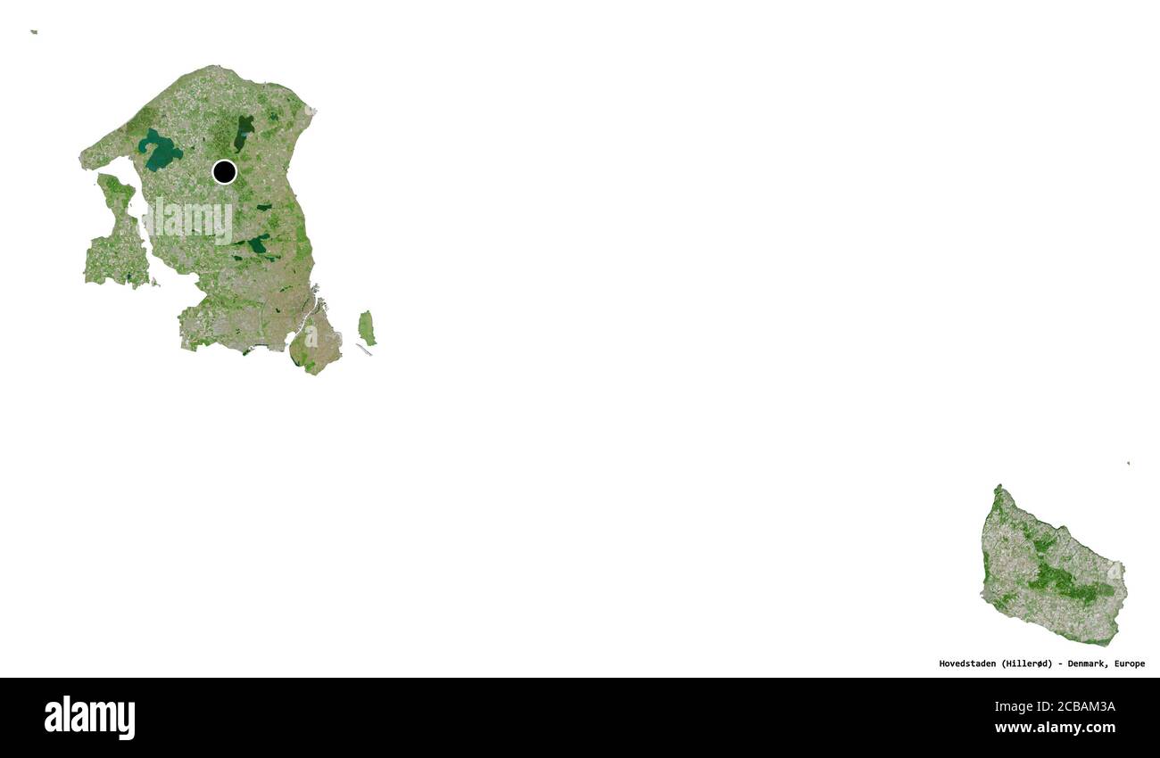 Shape of Hovedstaden, region of Denmark, with its capital isolated on ...