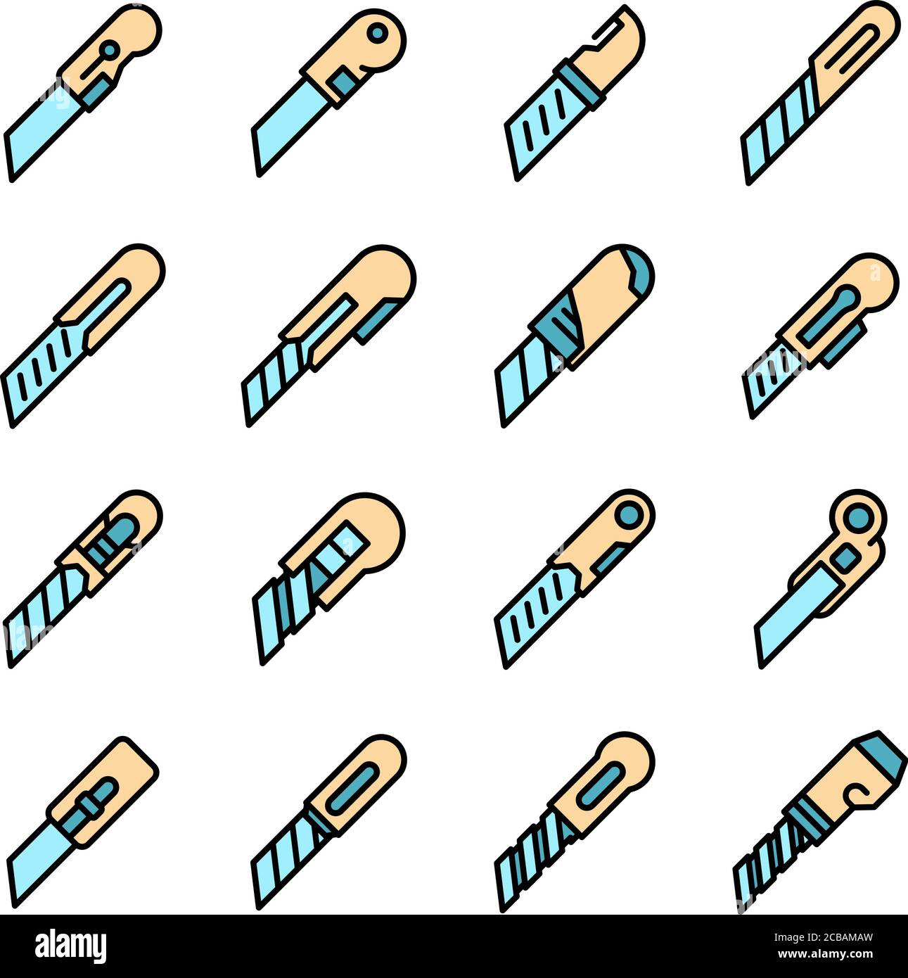 Cutter icons set vector flat Stock Vector Image & Art - Alamy
